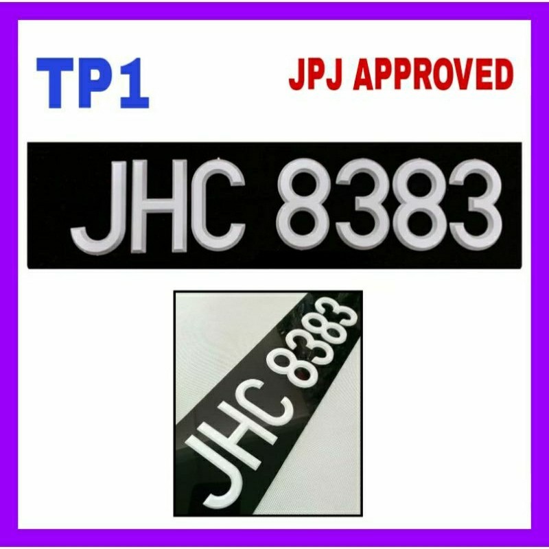 Standard Car Number Plate *WHITE PLASTIC FONTS* Nombor plat kereta ...