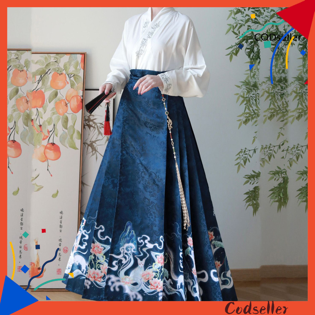 [COD] Horse-face Skirt Hanfu Skirt Chinese Style Costume Retro Print ...