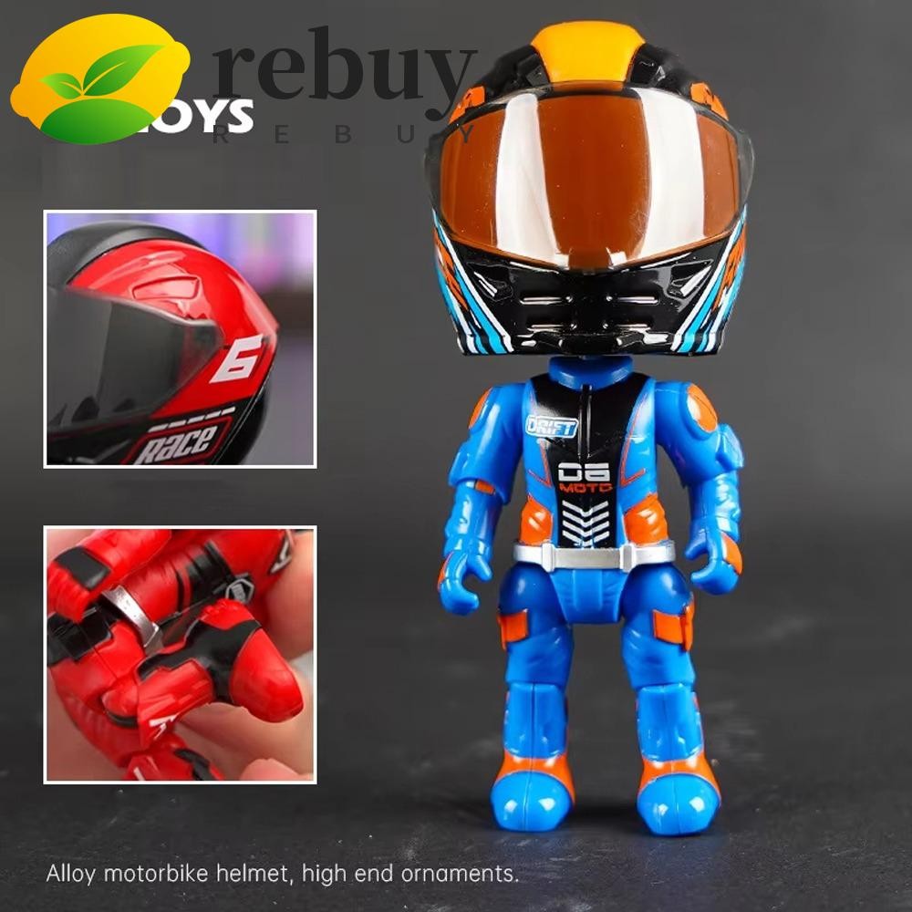 REBUY Simulated Motorcycle Rider Doll, Deformation Helmet Action Figure ...