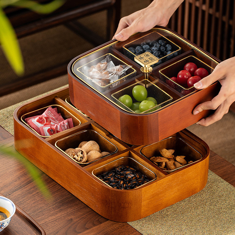 Chinese High-End Solid Wood Dried Fruit Box Household Lid Living Room ...