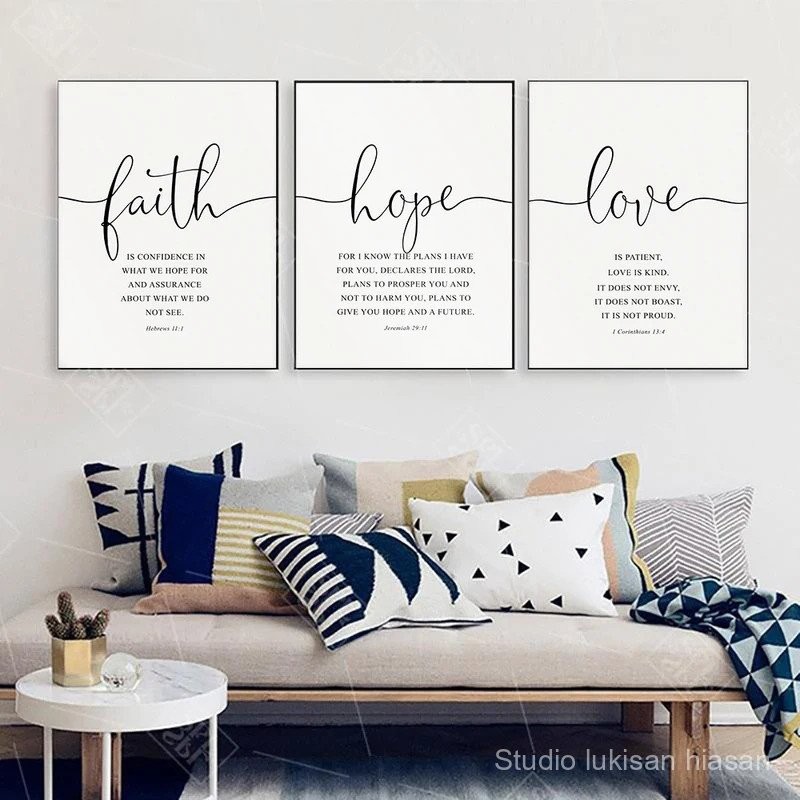 Christian Quote Poster Bible Verse Wall Art Print Faith Hope Love ...