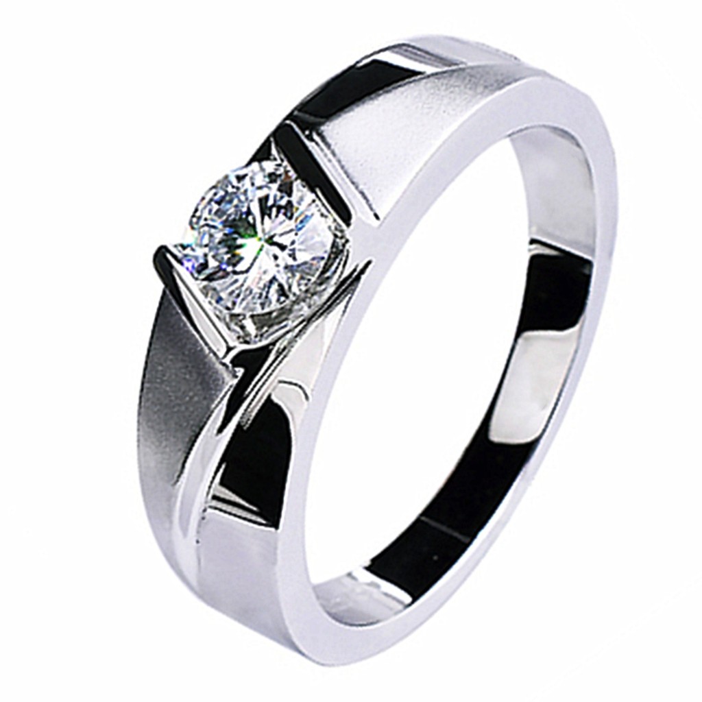 Open White Gold Plated Diamond Ring Imitation Moissanite Flashing Sand ...