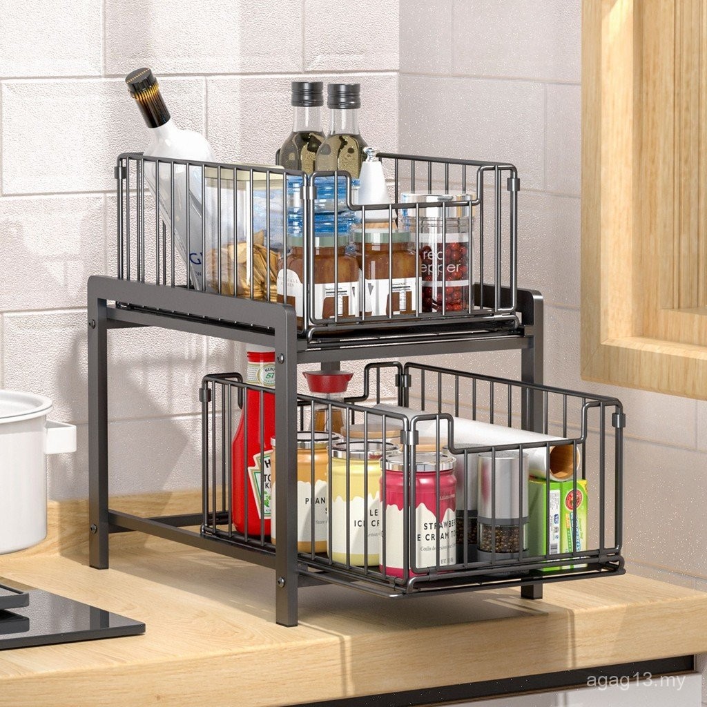 Rak Penyimpanan Laci Kabinet Penyusun Bekalan Dapur Bakul Tarik Keluar ...