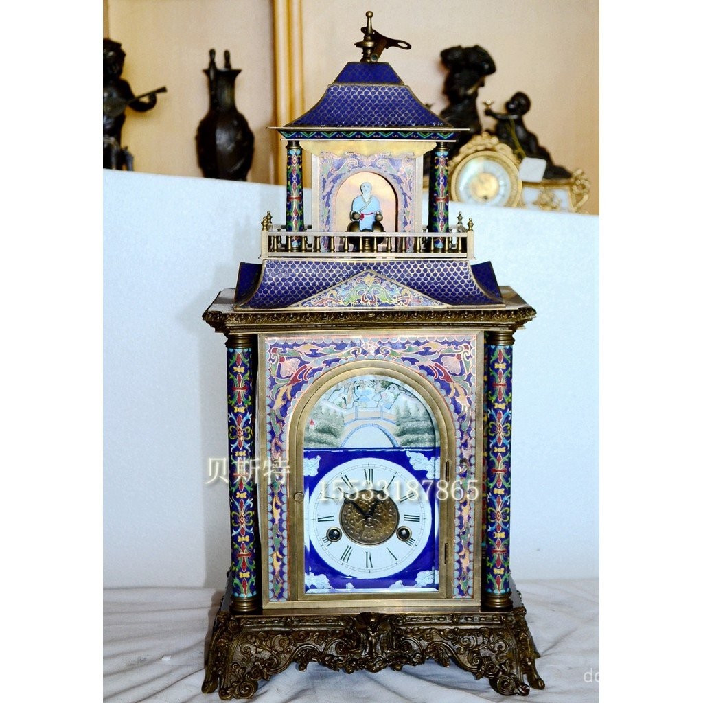 Antique Distressed Cloisonne Table Clock|Old-fashioned All-Copper Monk ...