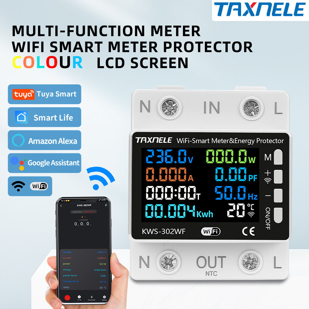 TUYA WiFi Smart Circuit Breaker Power Meter Relay Over Under Voltage ...