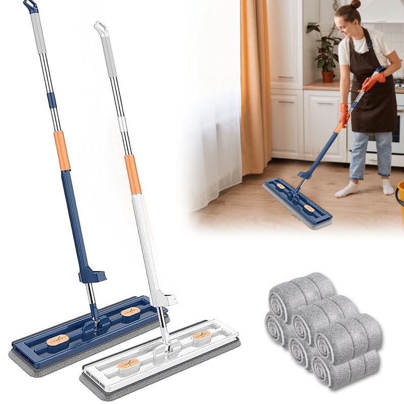 New Style Large Flat Mop Self-contained Slide Microfiber Floor Mop Wet ...