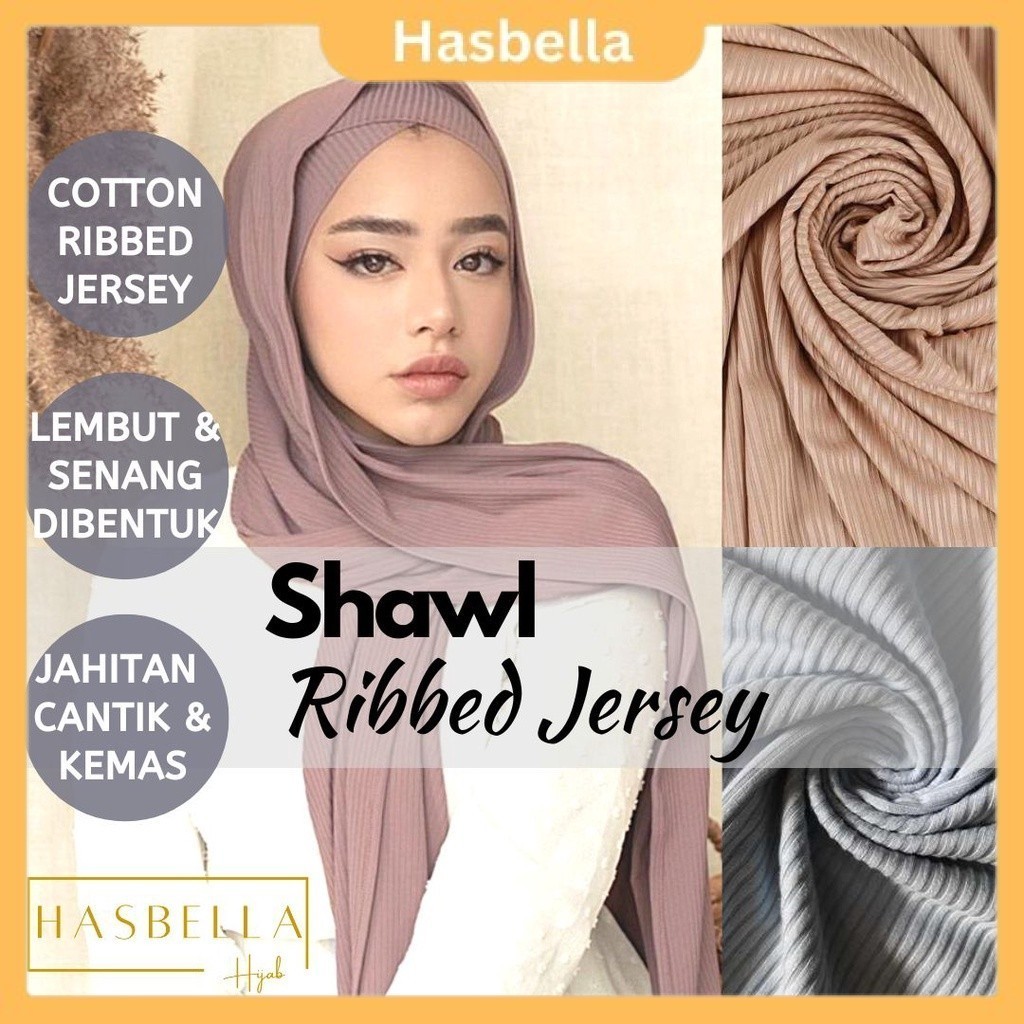 (Ironless) Cotton Shawl Jersey Ribbed Cotton Shawl Malas / Plain Tudung Raya 2023 Selendang ...