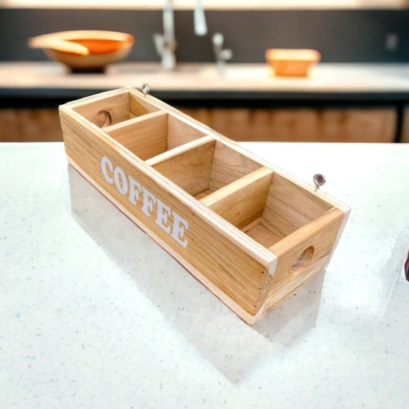 MINIMALIST COFFEE RACK 4 BOXES / SACHET COFFEE PLACE JAVA TEAK WOOD ...