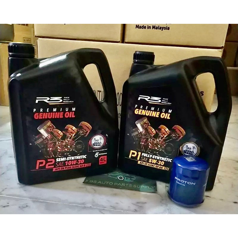 ORIGINAL R3 ENGINE OIL FULLY SYNTHETIC P1 5W30 P2 10W30 PROTON SAGA ...