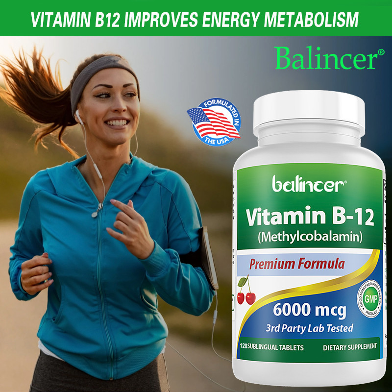 Balincer Vitamin B12 6000 Mcg, Supports Energy Metabolism and Nervous System Health, Vitamin ...