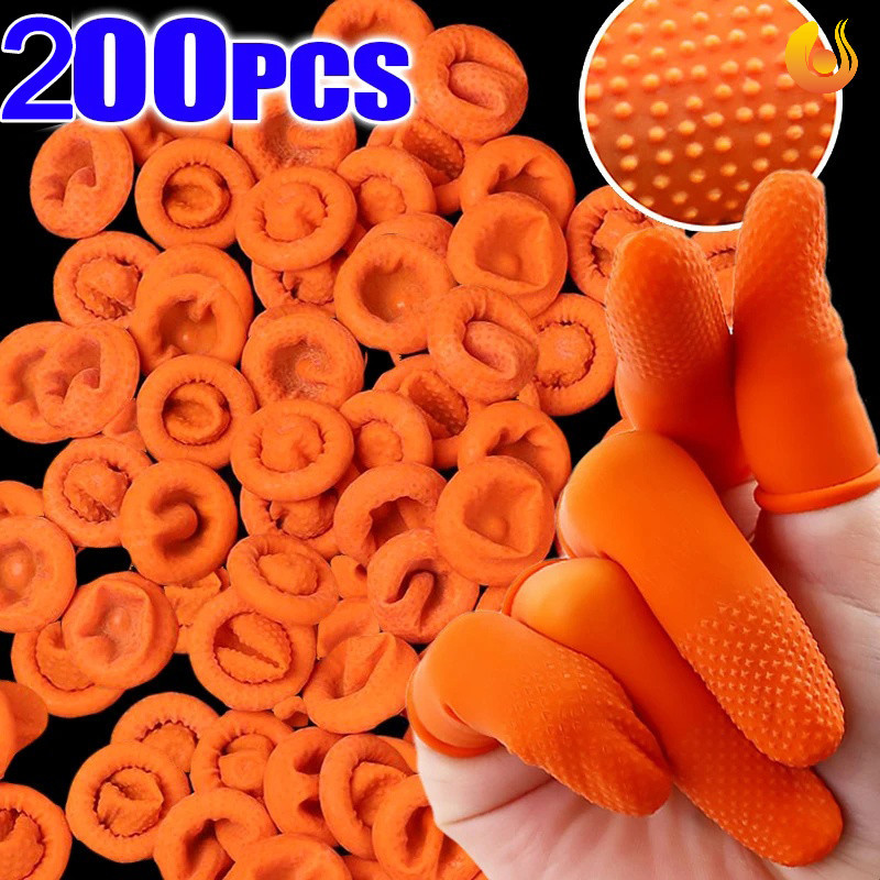 200/100Pcs Anti-static Rubber Fingertip Gloves - Natural Latex Finger ...