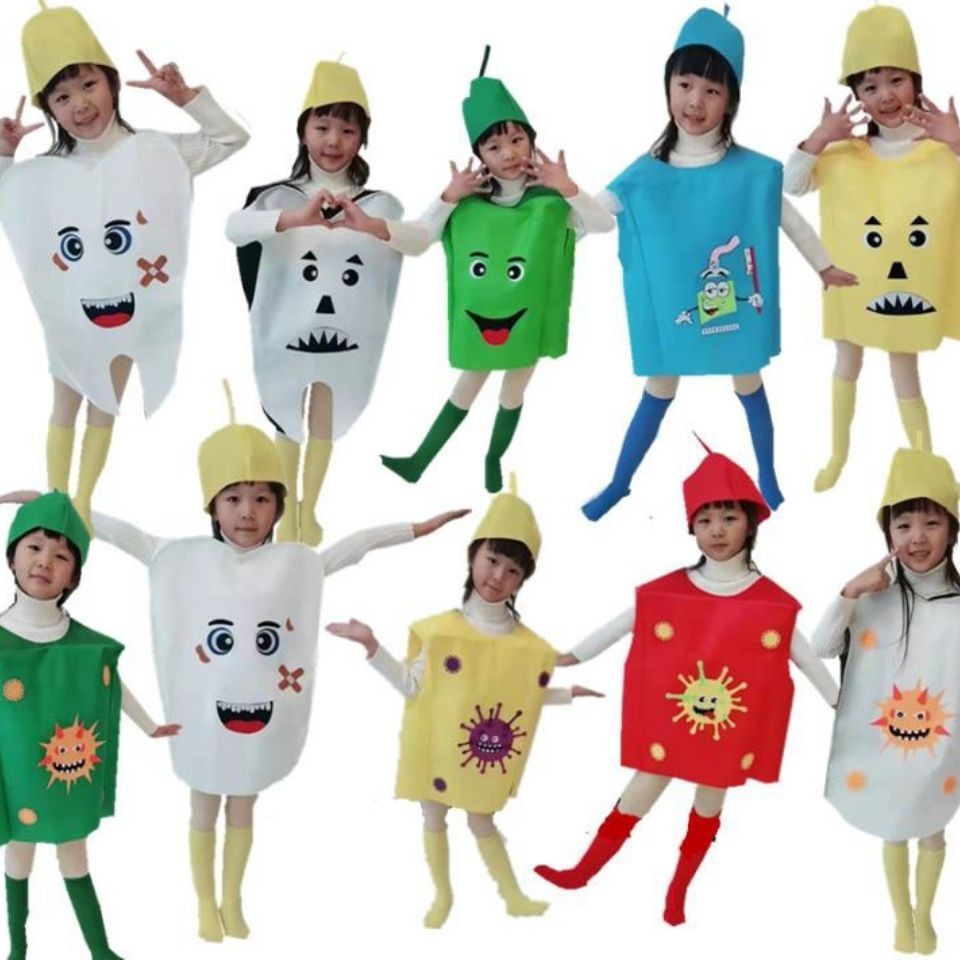 Children's dental bacteria war performance costume儿童牙细菌大战演出服幼儿园情景剧病毒表演 ...