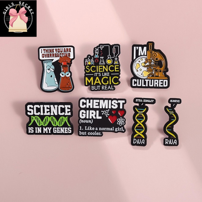 QQBlifeMarkLabel Cartoon Science Enamel Brooches Cute Test Tube DNA ...