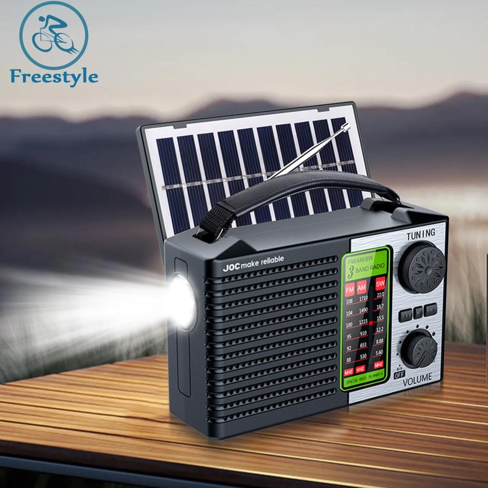 Solar Radio with LED Flashlight & BT Speaker Portable AM FM SW Radio ...