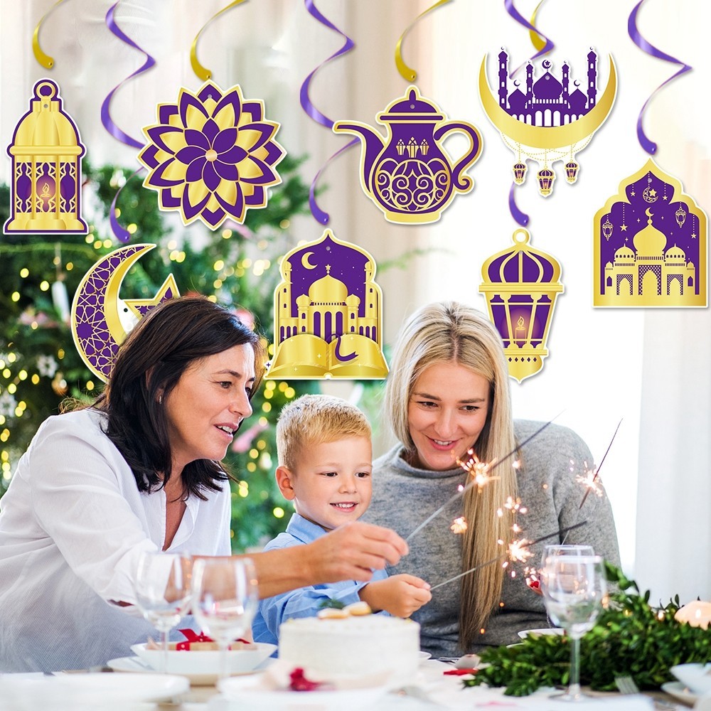 Eid Mubarak Party Hanging Spiral Garland Swirls Pendant Islamic Muslim ...