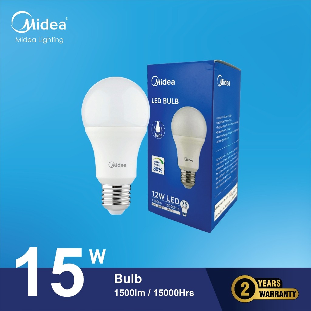 Midea Lighting A60 Round Bulb (15W) | Shopee Malaysia
