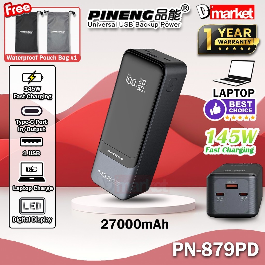 Pineng PN-879 27000mAh Powerbank 145W Fast Charging Laptop Powerbank ...