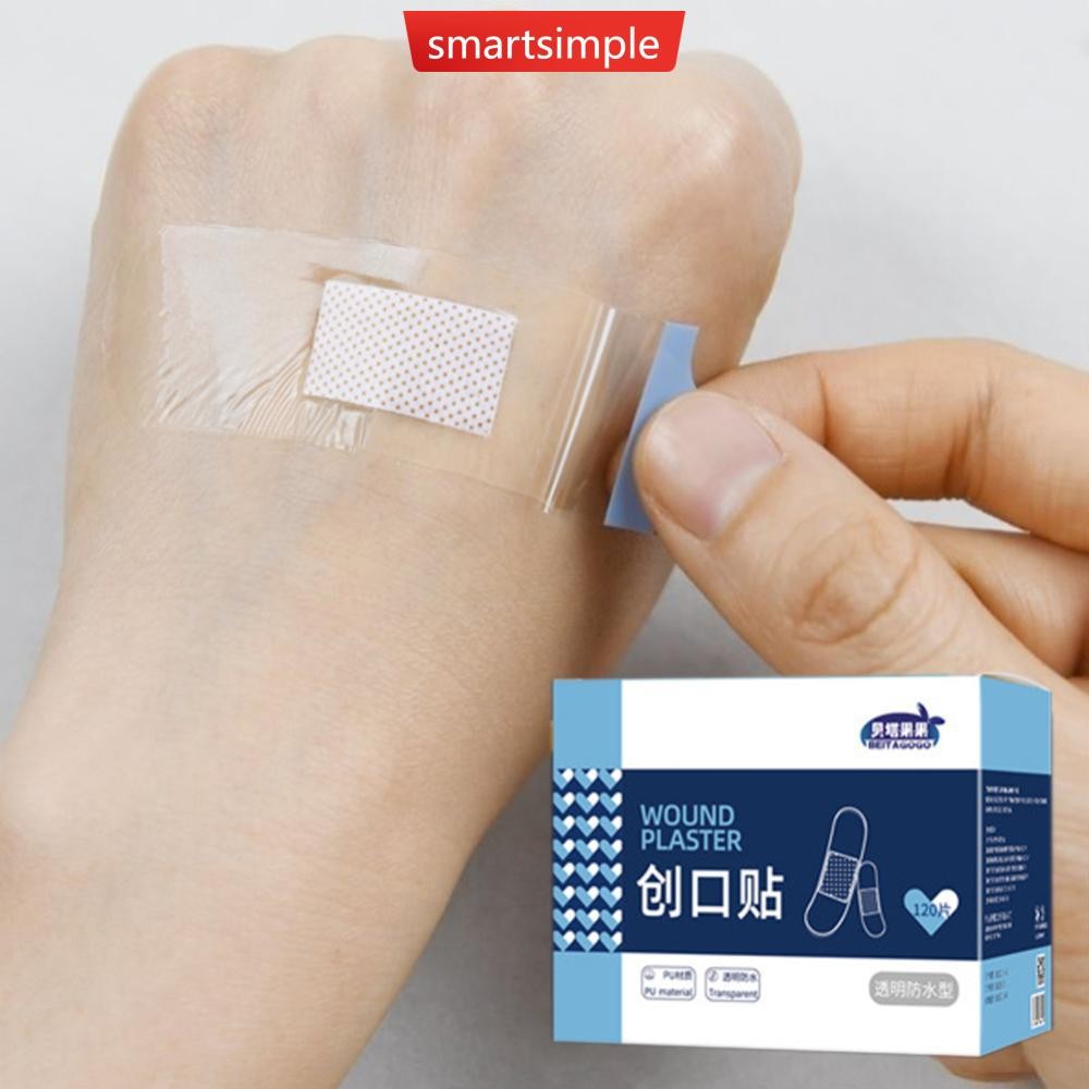 SMARTSIMPLE 50PCS/120PCS Waterproof Adhesive Wound Plaster Transparent ...