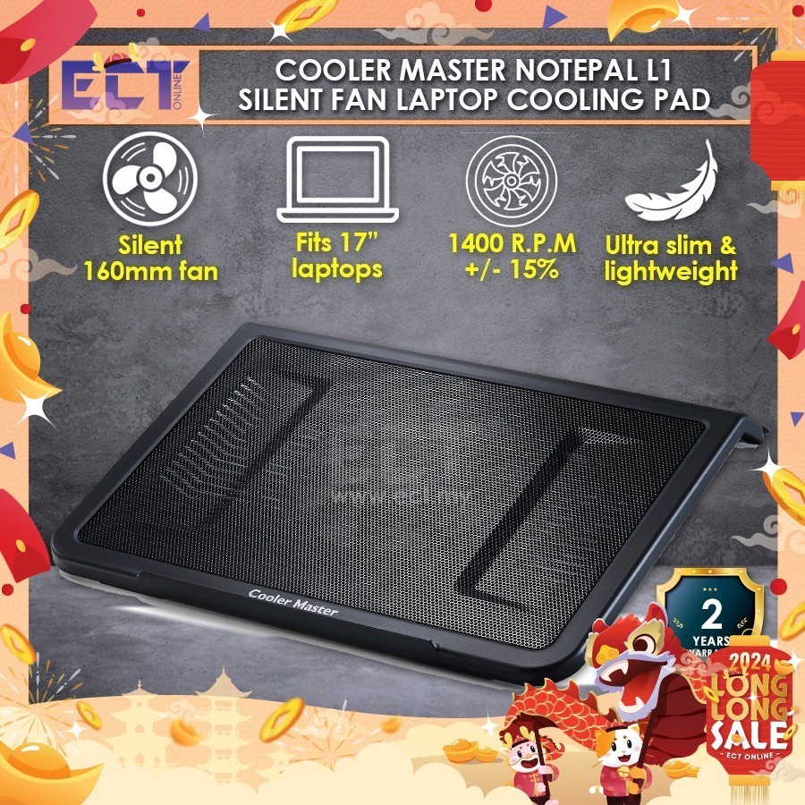 Cooler Master NotePal L1 Silent 160mm Ultra Slim Lightweigh 17" Laptop ...