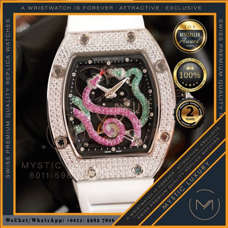 ⚜️SWISS WATCH⚜️ RM 026 Tourbillon 18k White Gold Snake with Diamond ...