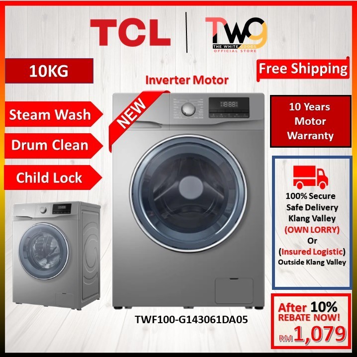 [Free Shipping] TCL (8KG/10KG) Inverter Front Load Washer With Steam Wash TWF100-G143061DA05 ...