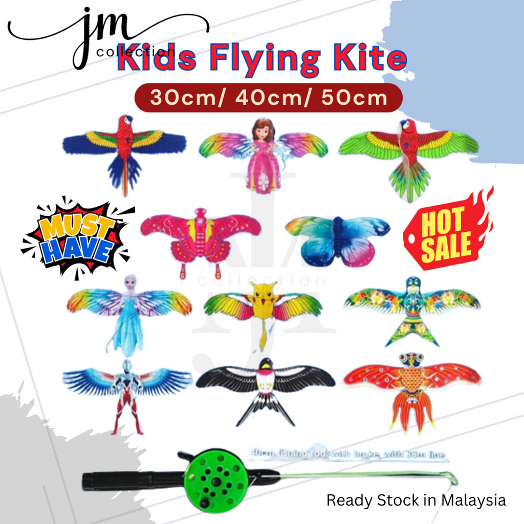 Ready Stock !!! 30/40/50CM 1Set Children Flying Kite Toy Cartoon ...