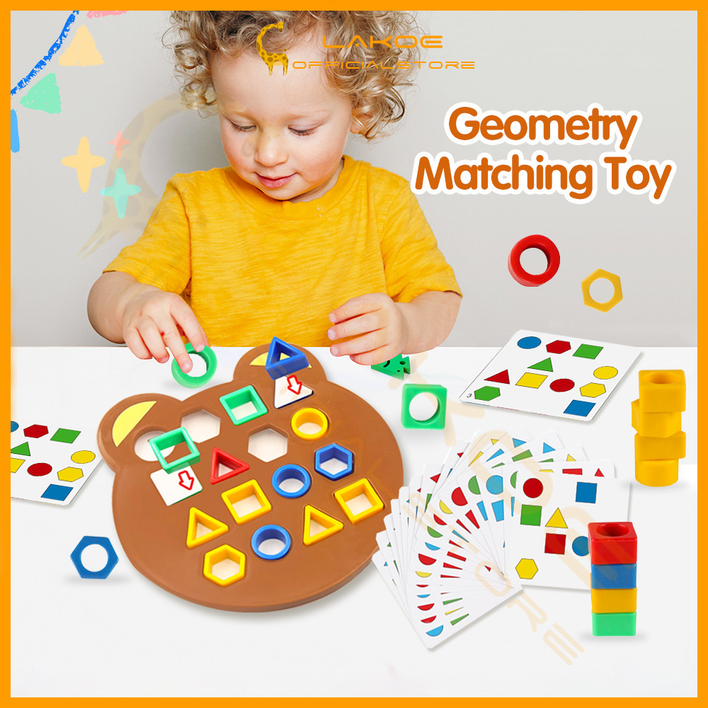 LAKOE Kids Montessori Toys Geometric Shape Sorting Colour Matching Toys ...