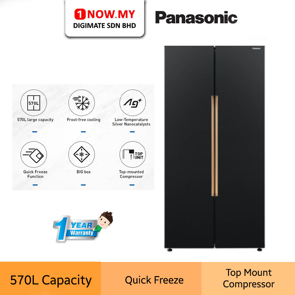 PANASONIC 570L Inverter Side-By-Side Refrigerator NR-S621BB-MY ...