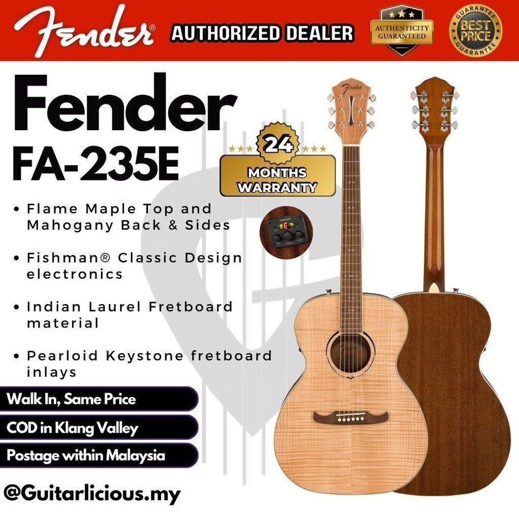 Fender FA-235E Concert Semi Acoustic Guitar with Fishman Electronics ...