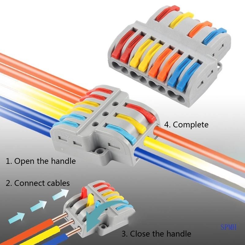 SUP 5PCS 4 in 8 Out Wire Connecter Lever Wire Nut Push-in Wiring ...