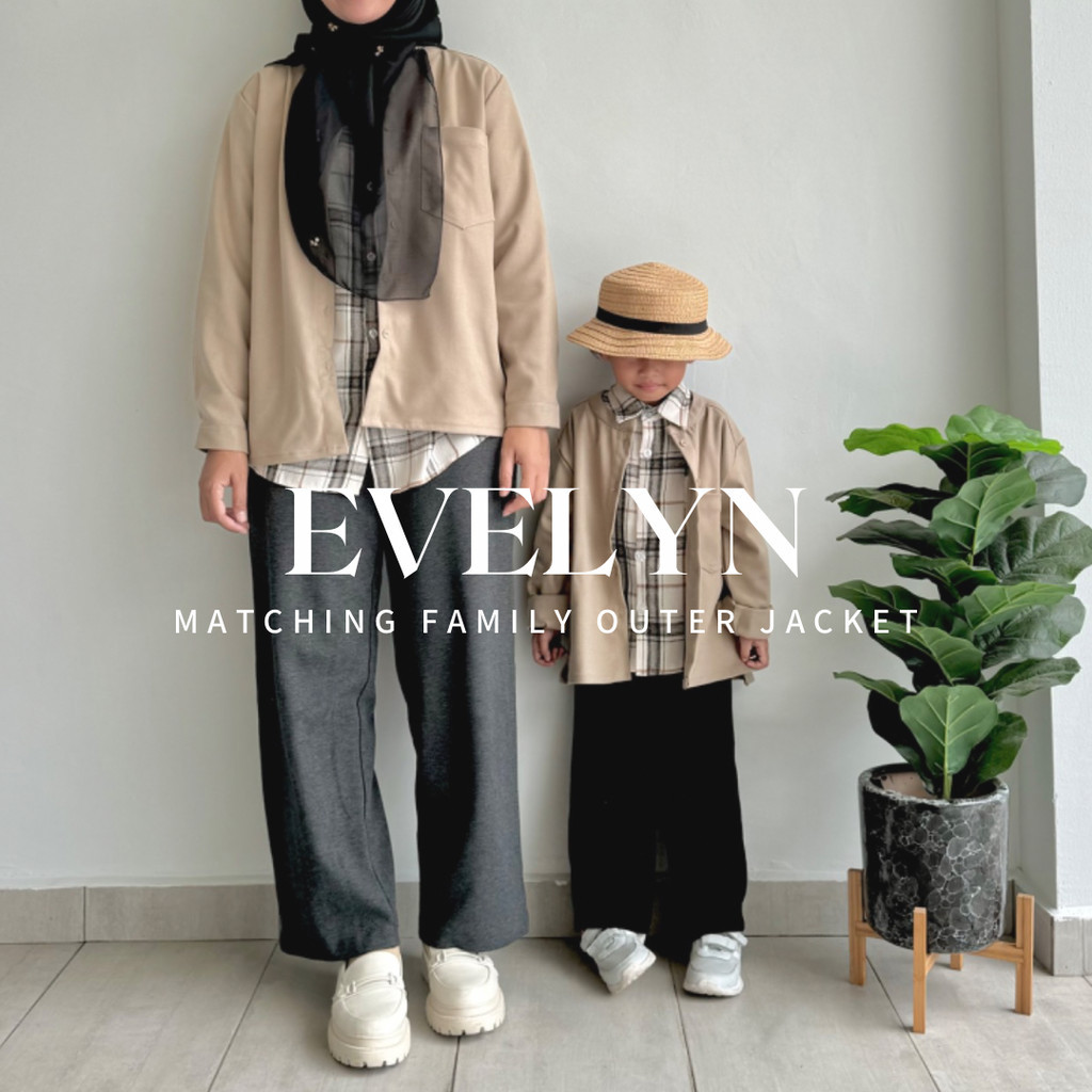 (NO RESTOCK) EVELYN Matching Family Unisex Jacket Shirt Parent-Child ...
