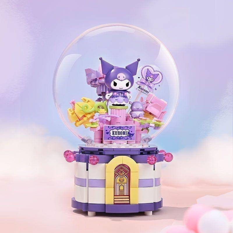 Kuromi Building Block Music Box Girls Holiday Toys Gift Desk Rotating ...