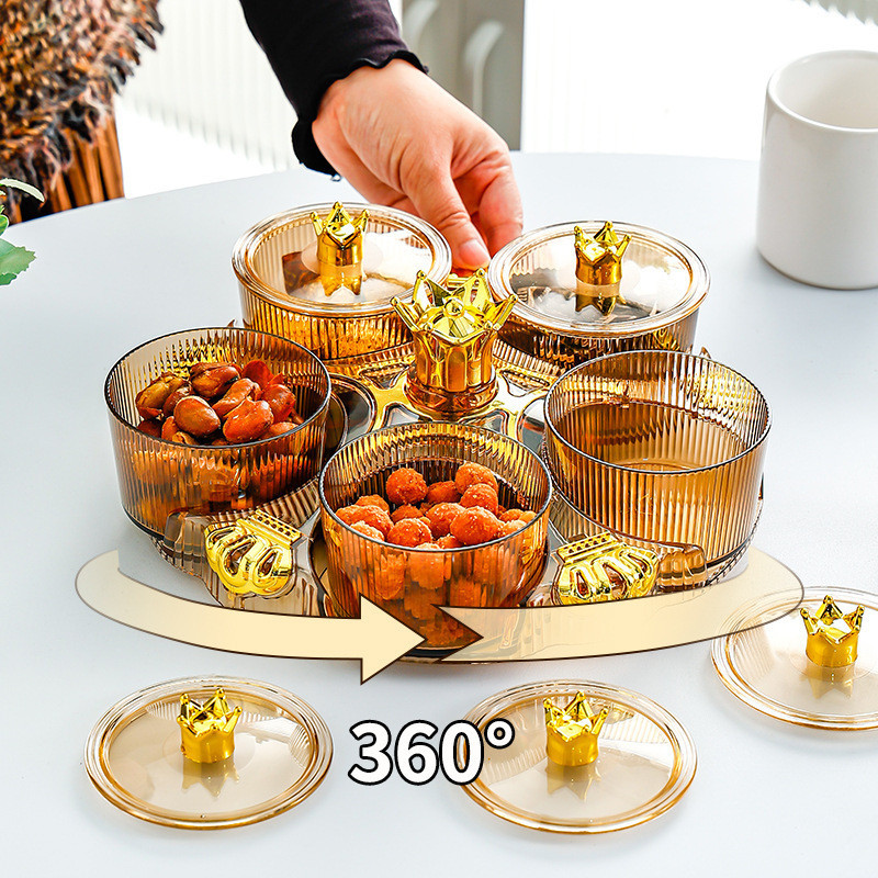 Rotating fruit plate, living room cake plate, high-end light luxury ...