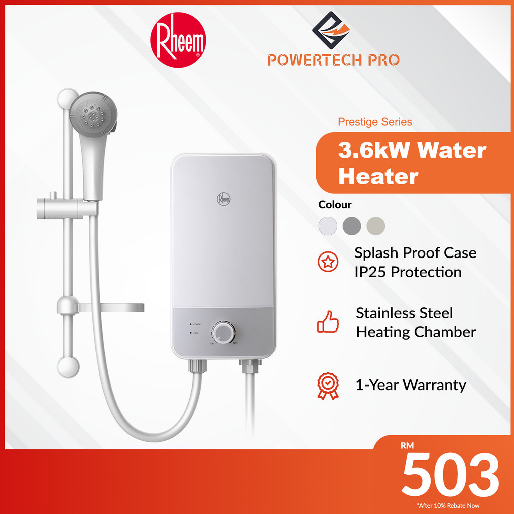 Rheem Instant Water Heater With 6 Spray Pattern Splash Proof Case