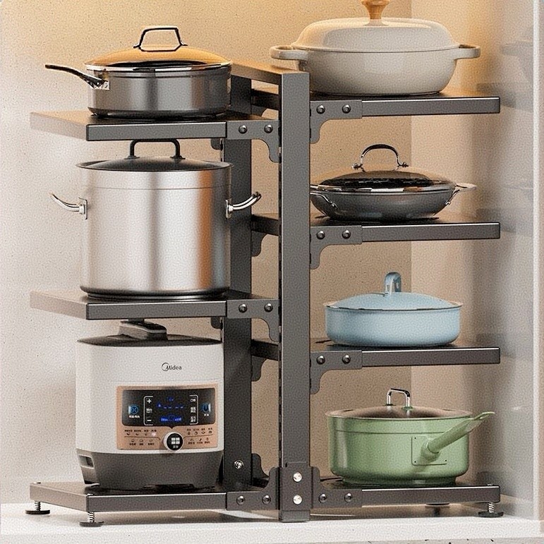 Thick Double Row Pot Rack Household Multifunctional Pot Storage Rack ...