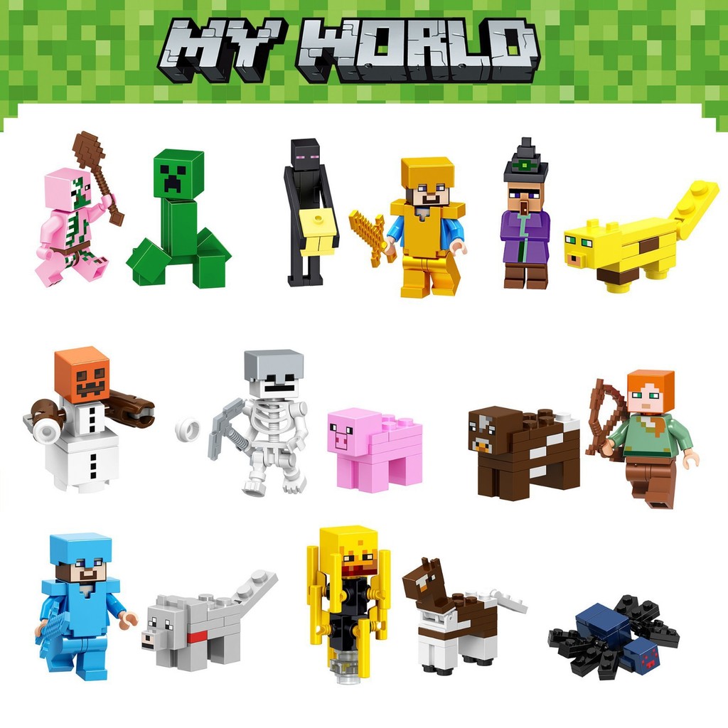 Blok Serasi Minecraft Enam Belas 16 Minifigures Steve Sword | Shopee ...