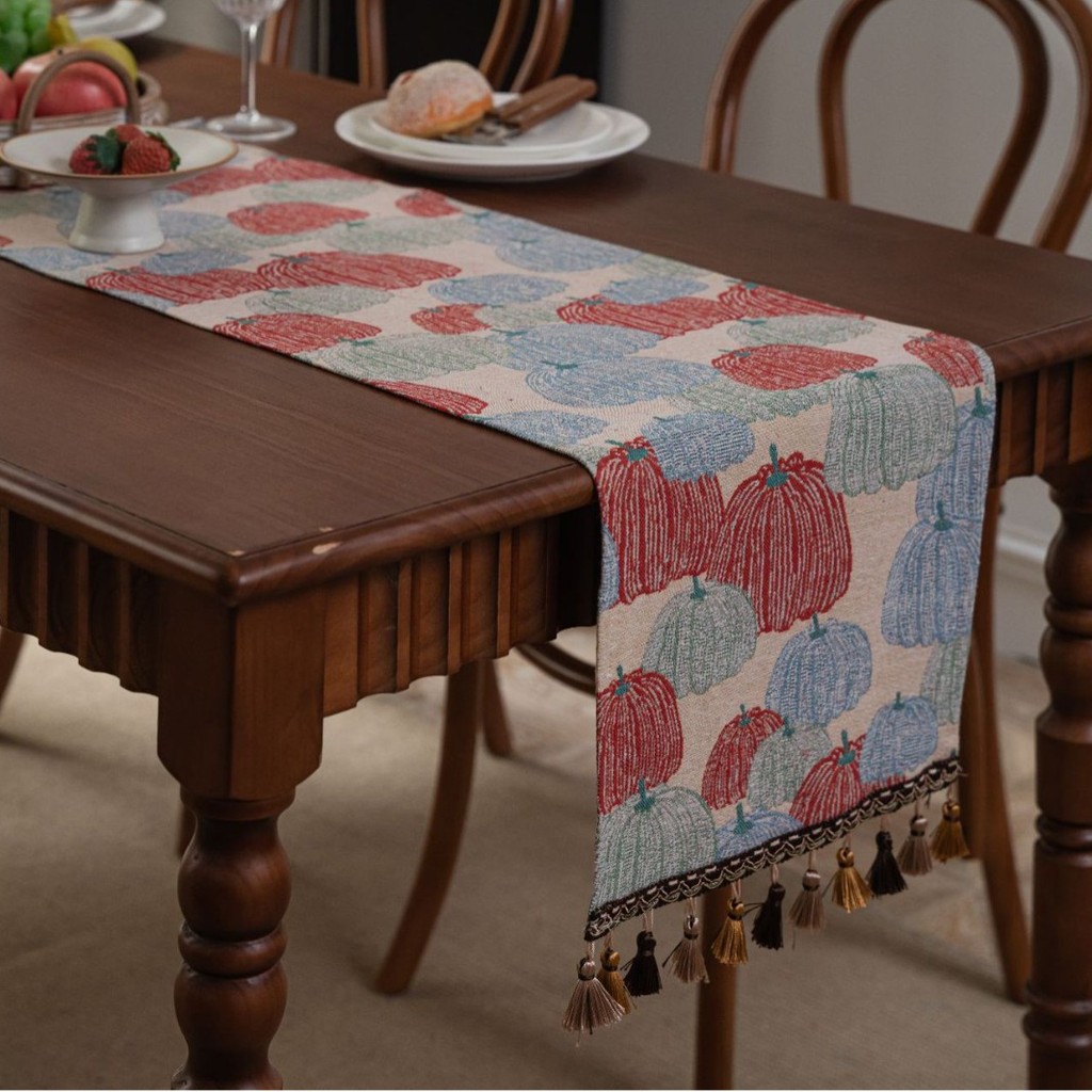 American Retro Table Runner Red Jacquard Tea Runner TV Cabinet Dining ...
