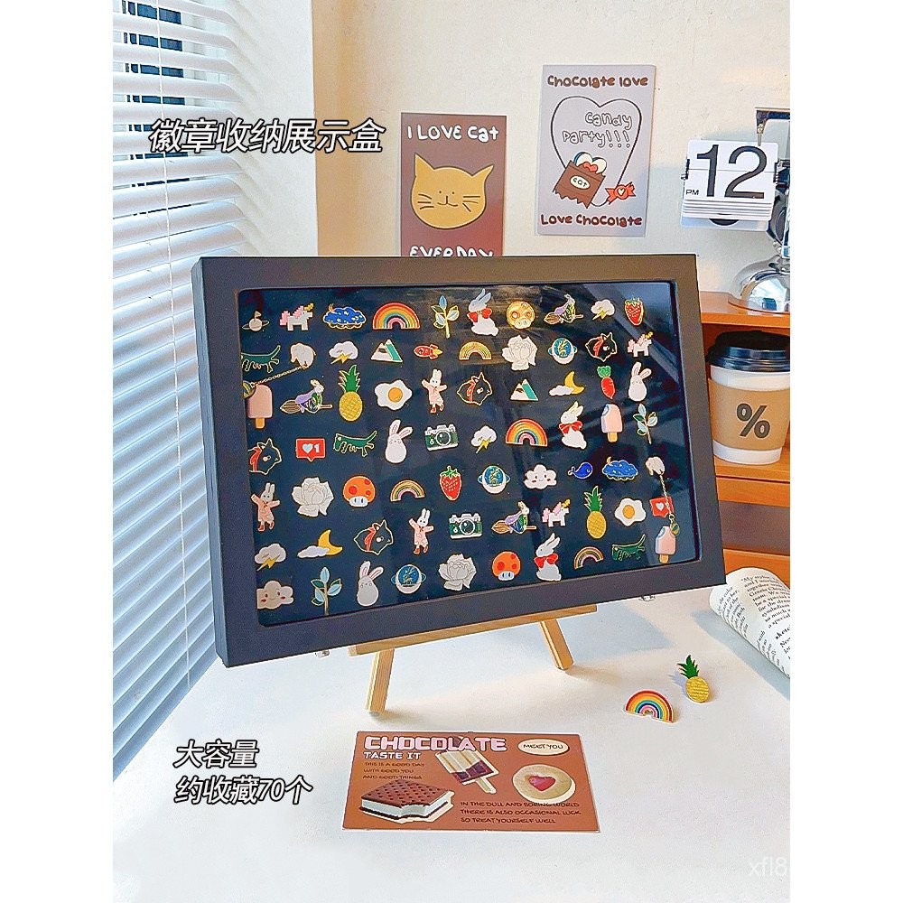 Badge Display Frame Metal Brooch Badge Collection Photo Frame Felt ...