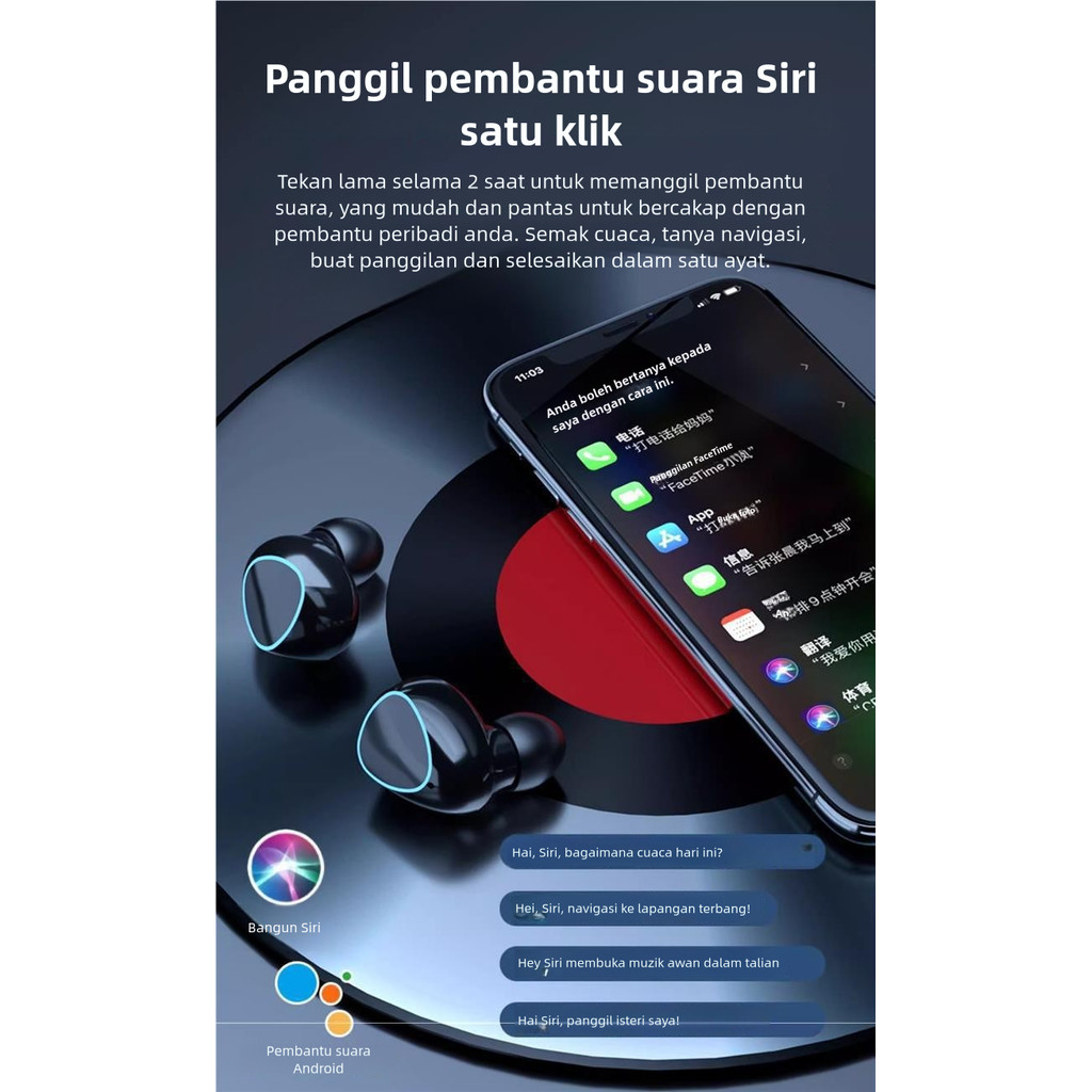 Fon Telinga Bluetooth M10 Hayat Bateri Tahan Lama Kuasa Tinggi ...