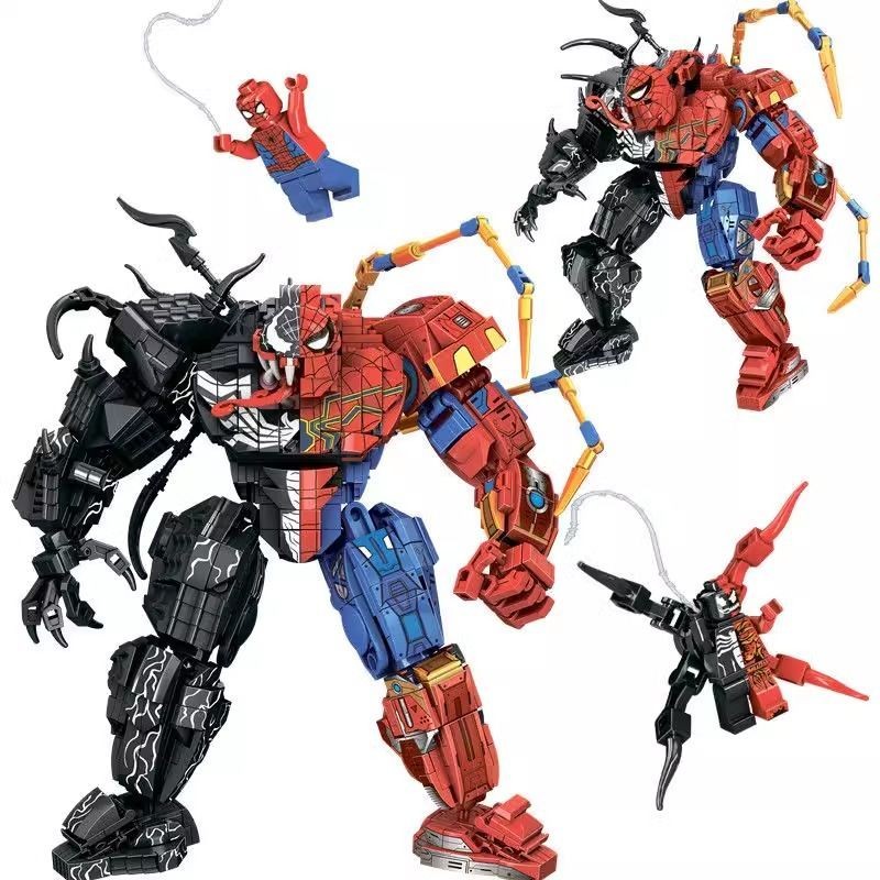 Superhero Avengers Spider Man Venom Fusion Robot Building Blocks ...