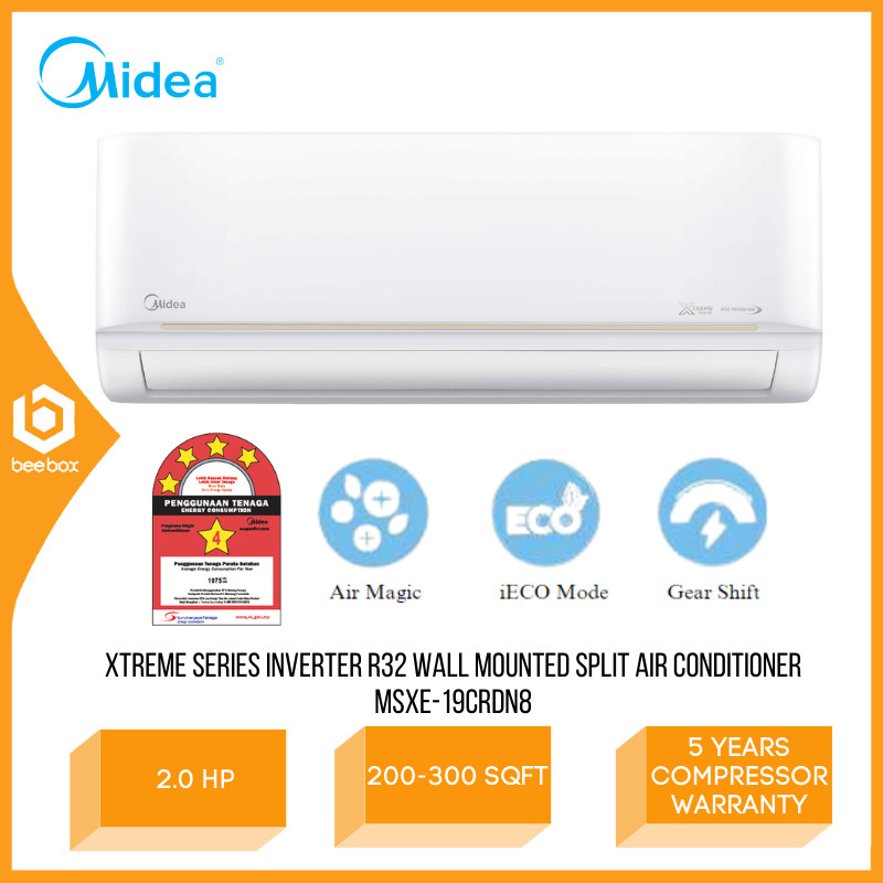 Midea Xtreme Series Inverter 32 Wall Mounted Split Air Conditioner 2.0 HP 4 Star Rating MSXE ...