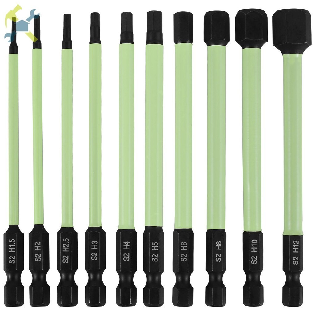 10Pcs 1/4inch Hex Head Allen Wrench Drill Bit Set S2 Alloy Steel Magnetic Tip Hex Key Drill Bit ...
