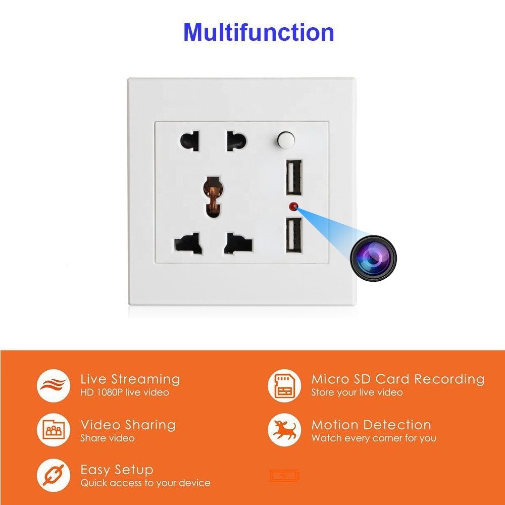 HD 1080P Wall Plug Socket spy Camera Wifi Home Security Surveillance ...