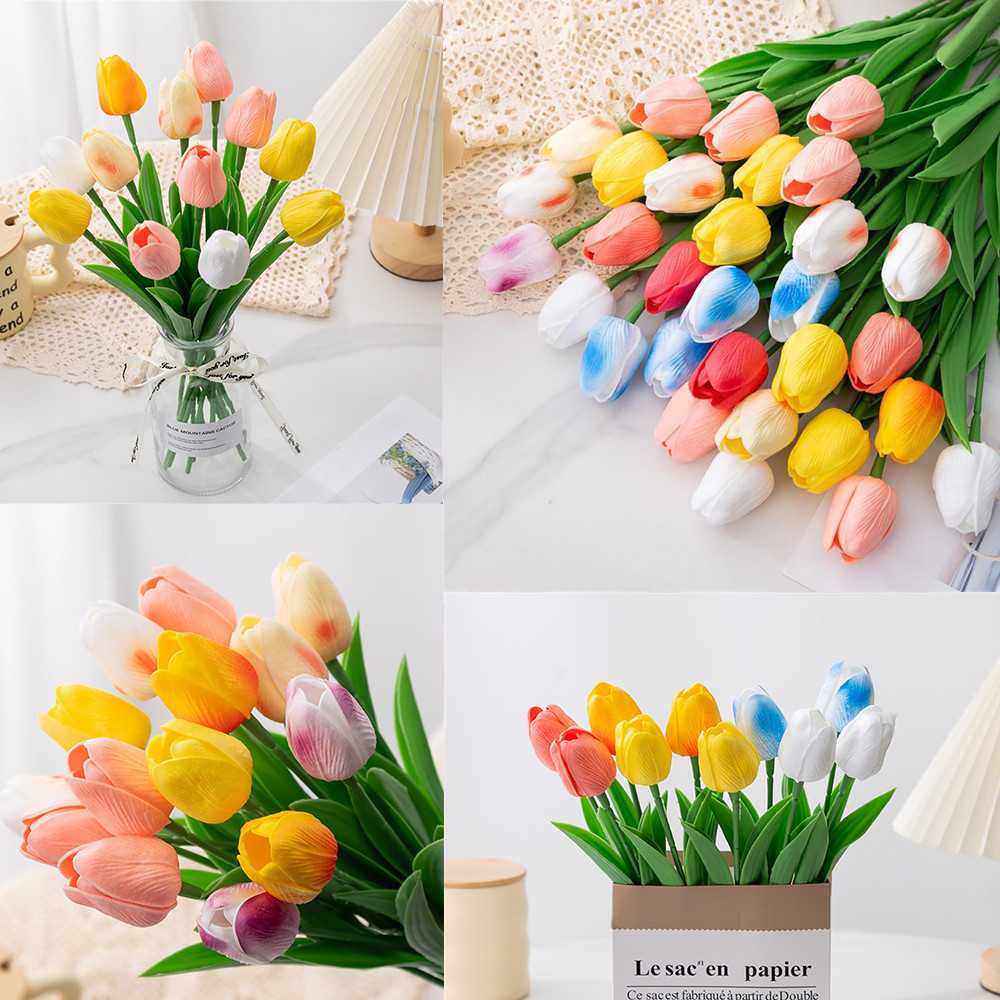 1pcs PU Artificial Tulip Flower Single Branch Fake Flowers DIY Birthday ...