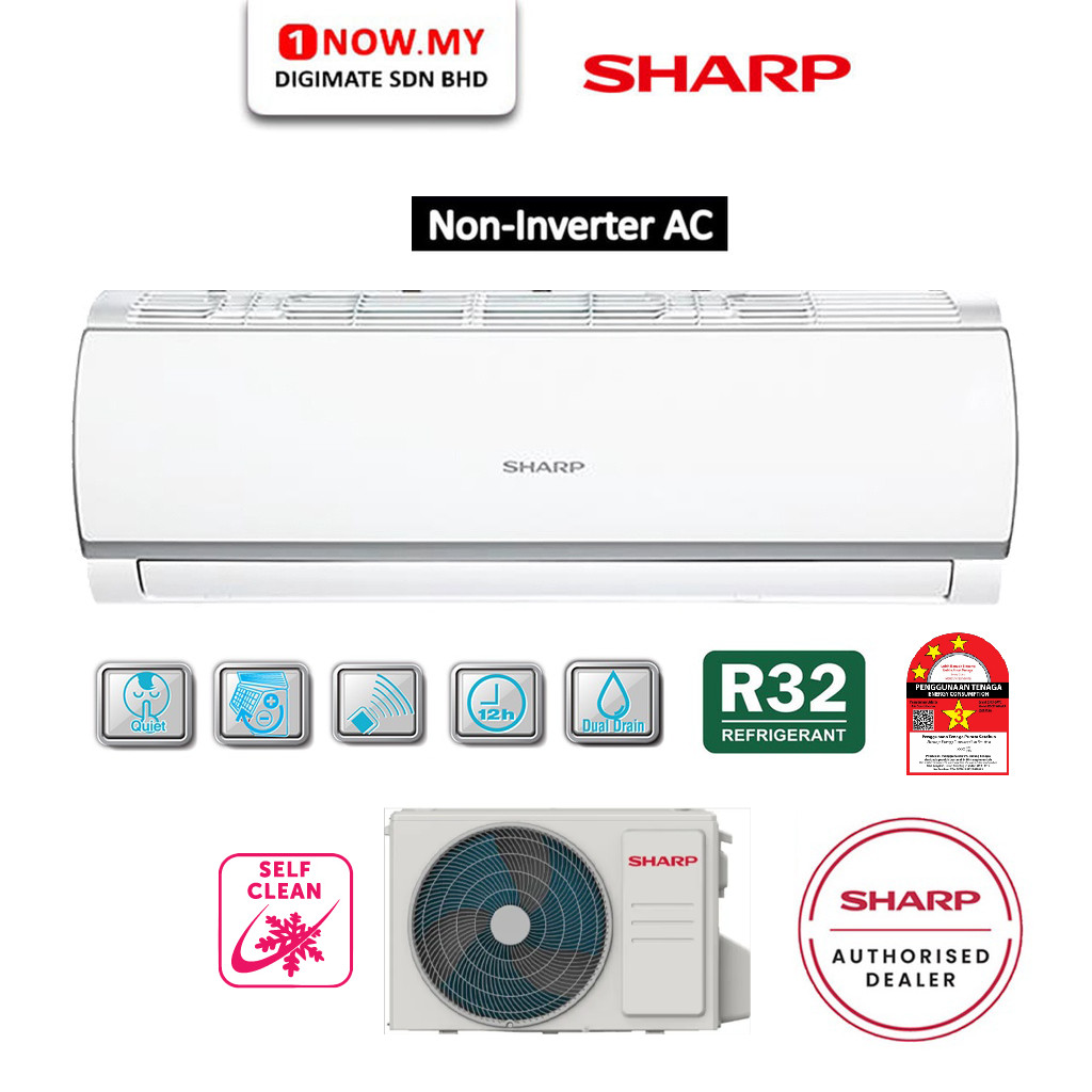 SHARP 1HP 1.5HP 2HP 2.5HP Non Inverter Air Conditioner AHA9 / 12 / 18 / 24WCD2 | Self Clean ...