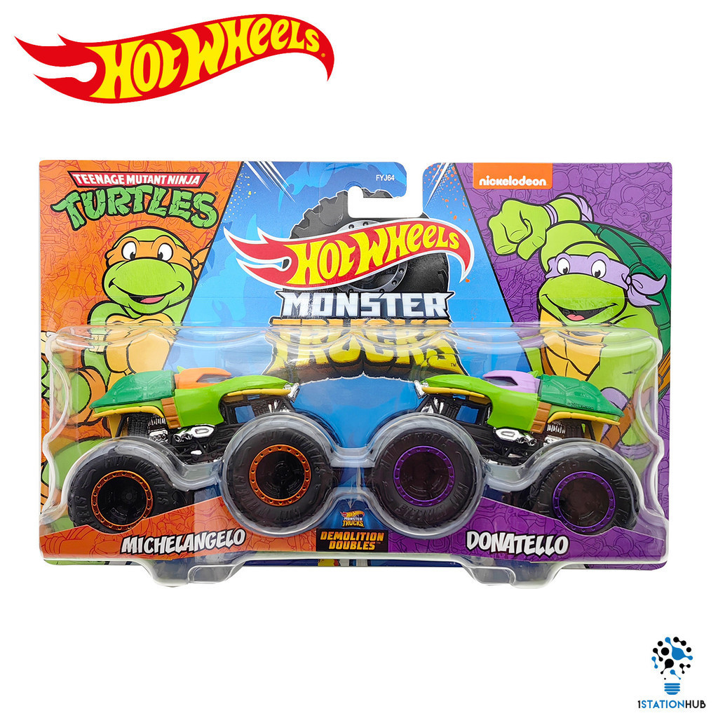 Hot Wheels Monster Trucks Demolition Double - TMNT Michelangelo VS Donatello Gift Toys Cars ...