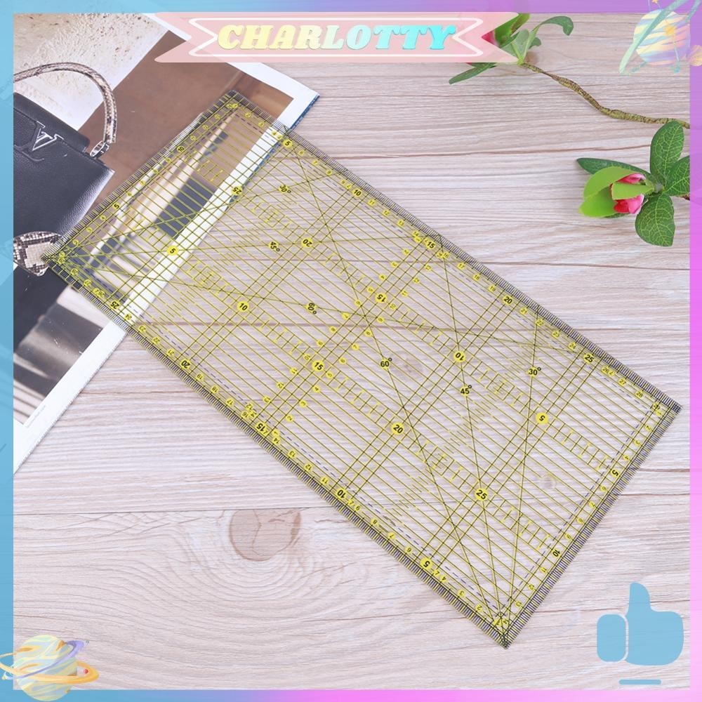 CHA - DIY Fabric Cutting Ruler 30x15cm Plastic Ruler with Grid Lines ...