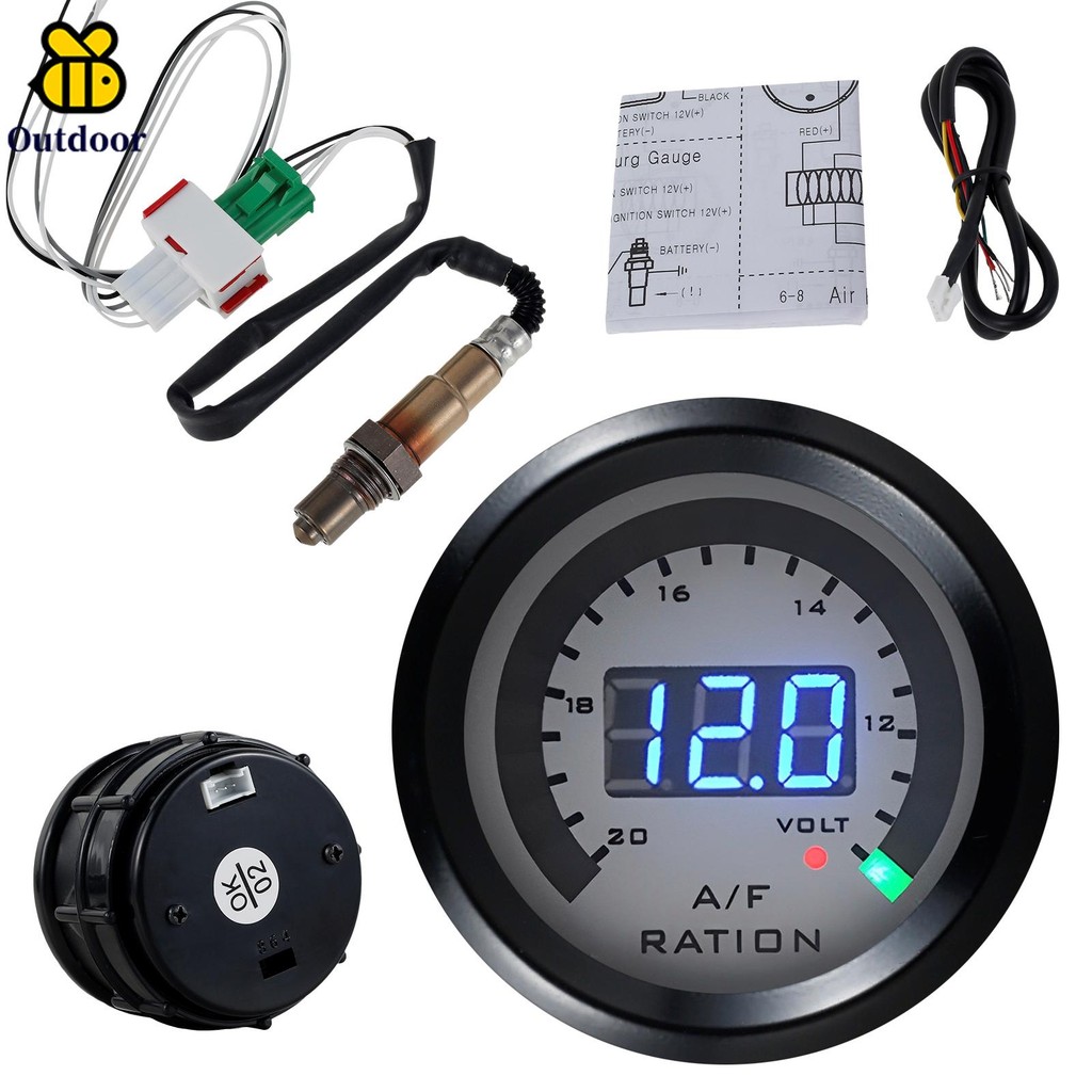 Air Fuel Ratio Gauge 52mm/2inch 12V Precise AFR Gauge Kit with O2 Oxygen Sensor Digital Car ...