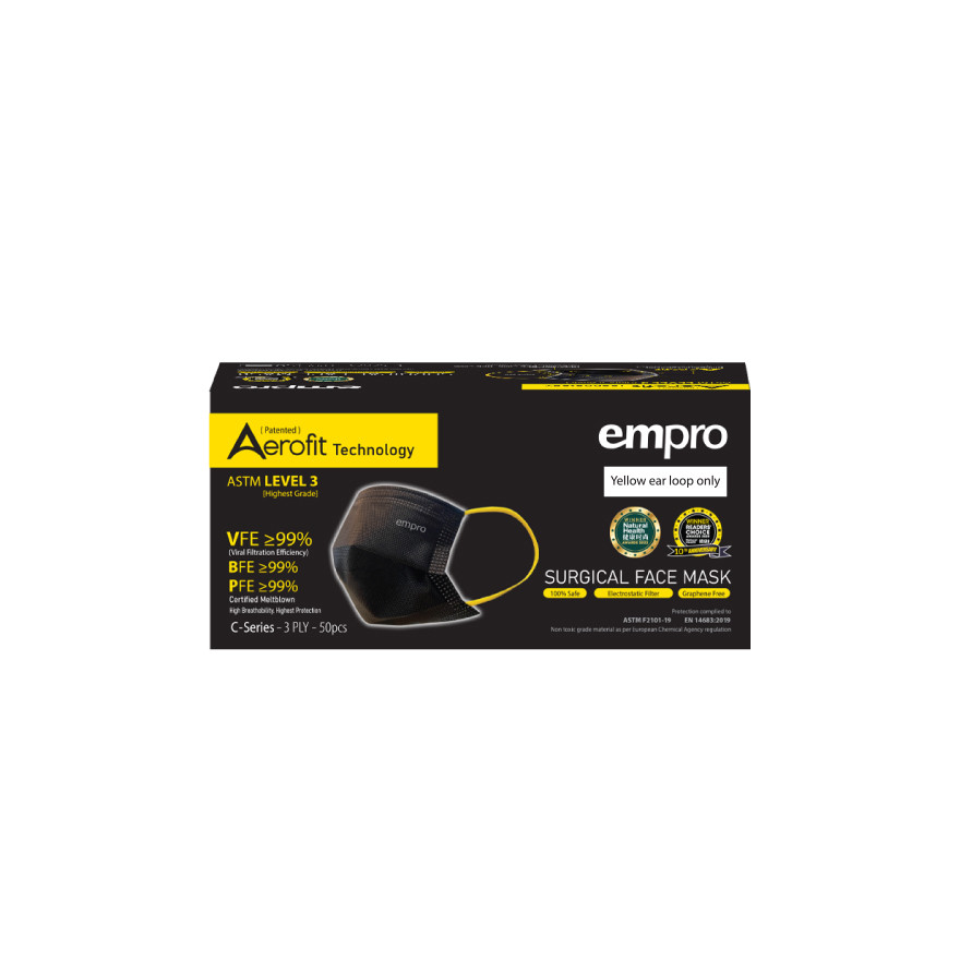 EMPRO Aerofit Surgical Face Mask Black Color 50's | Shopee Malaysia