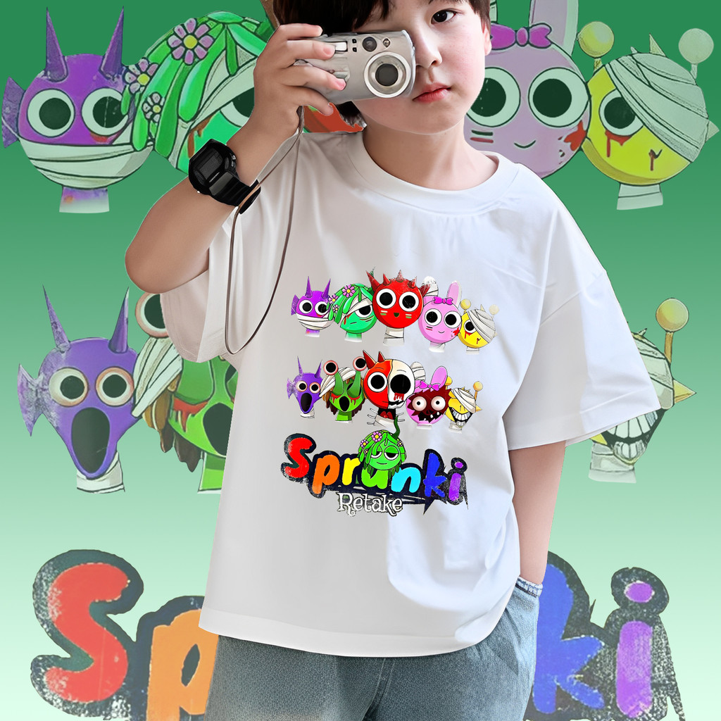 Sprunki Game Retake Cotton Print Round Neck T-Shirt Funny Kids Baby ...